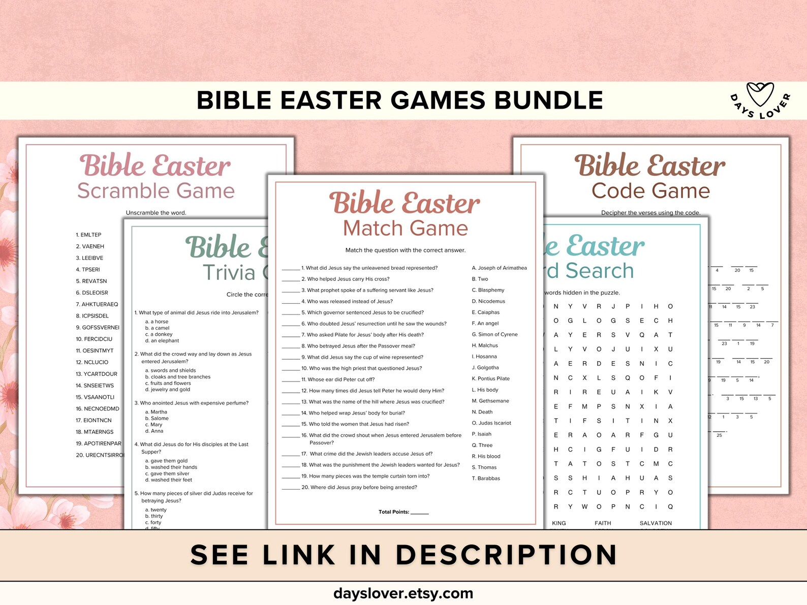 Bible Easter Match Game Christian Sunday School Youth Group Church ...