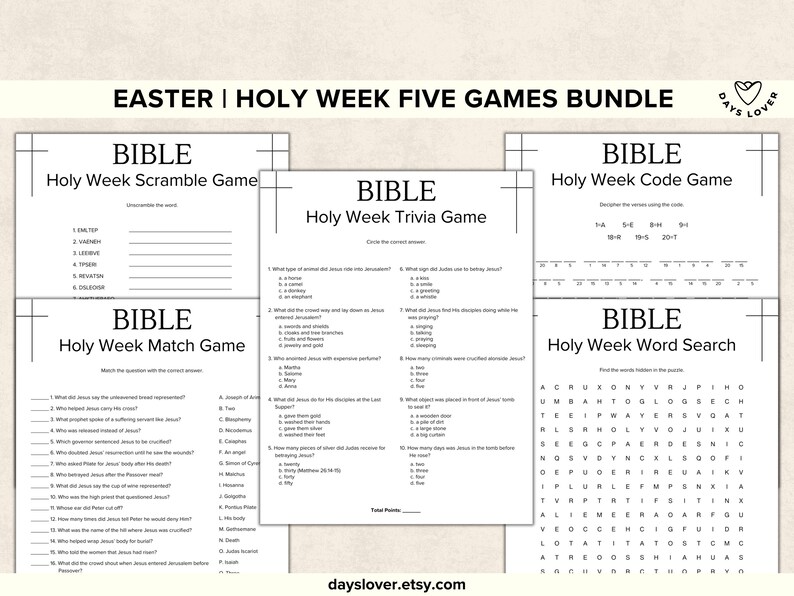 Easter Bible Game Bundle Christian Trivia Sunday School Game Youth ...