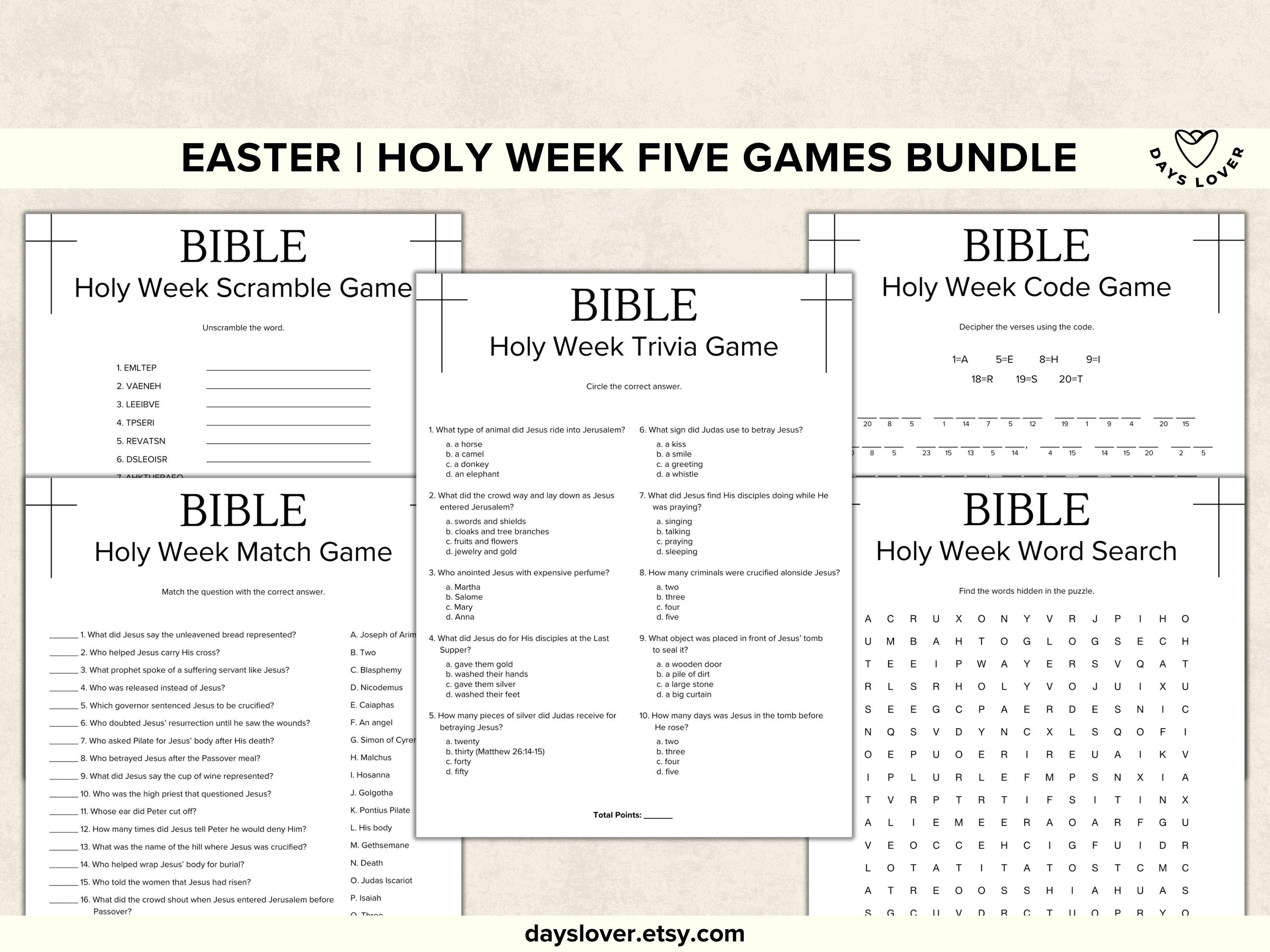 Easter Bible Game Bundle Christian Trivia Sunday School Game Youth ...