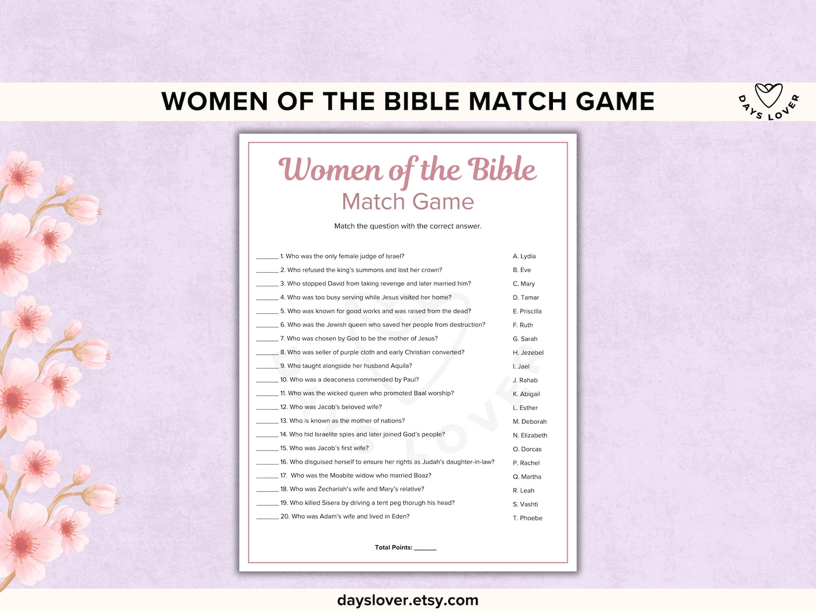Bible Game Women of the Bible Study Group Women Ministry Sunday School ...