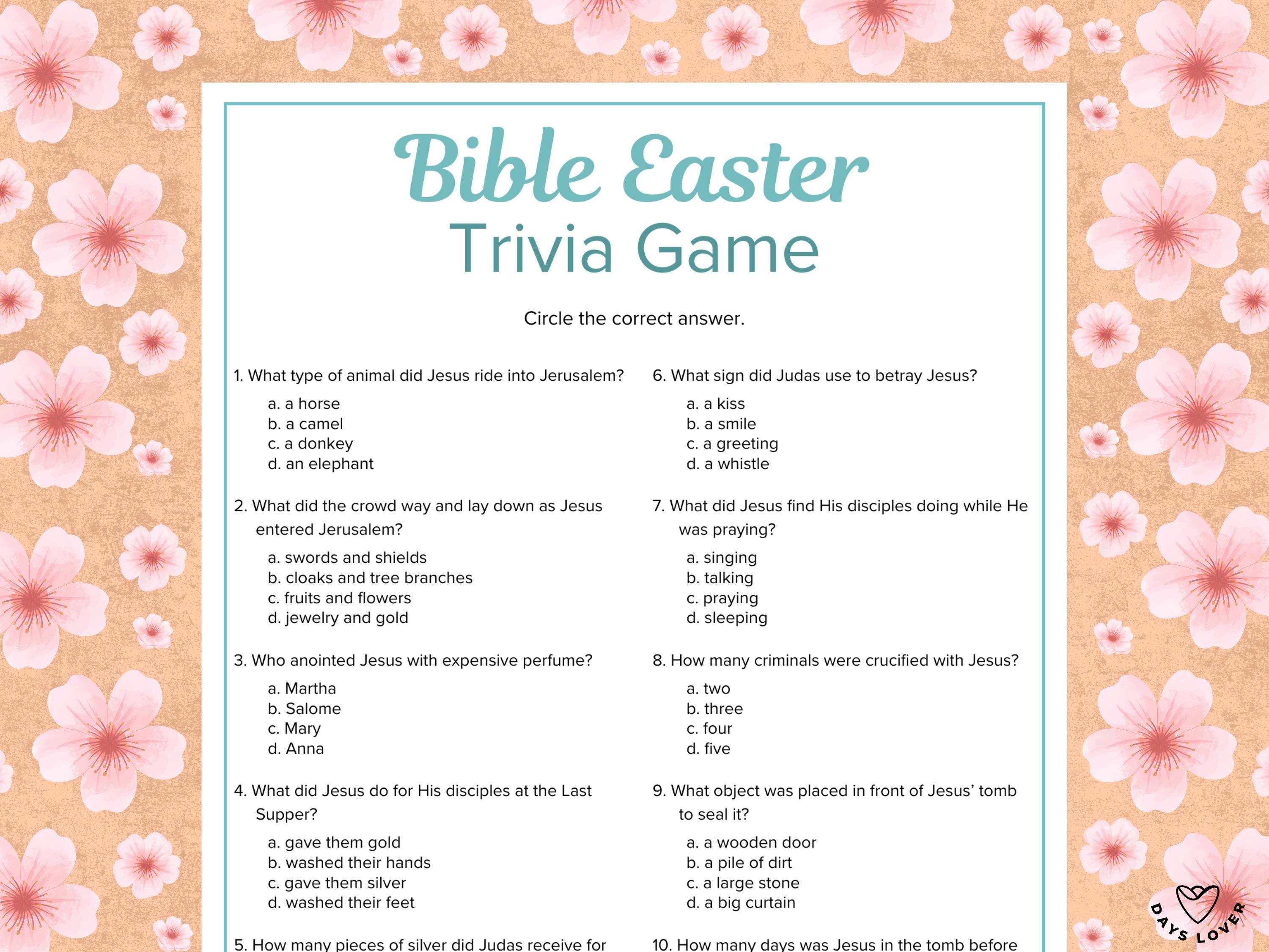 Easter Trivia Game Christian Church Sunday School Kids Activity Youth ...