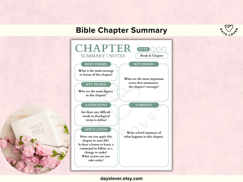 Bible Chapter Summary Template Bible Study Printable Christian Journal ...