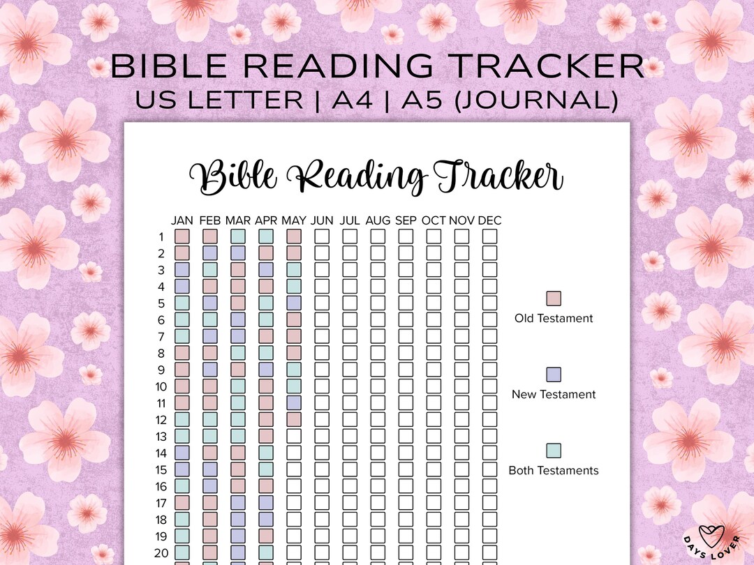 Bible Reading Tracker Planner Printable Bible Journal Christian Bible ...