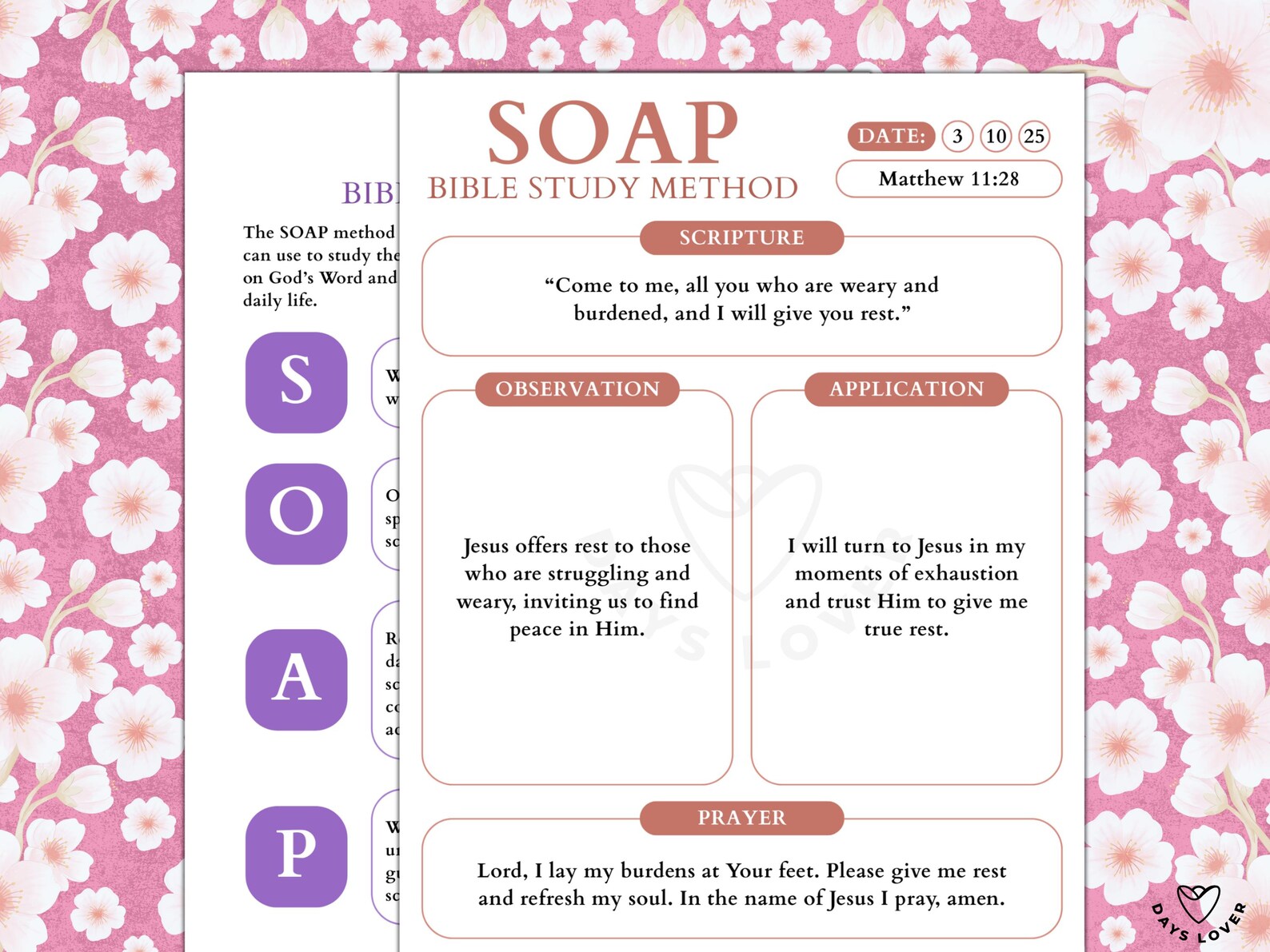 SOAP Bible Study Template Christian Journal Printable Scripture ...