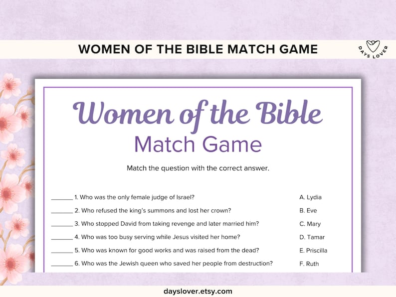 Bible Game Women of the Bible Study Group Women Ministry Sunday School ...