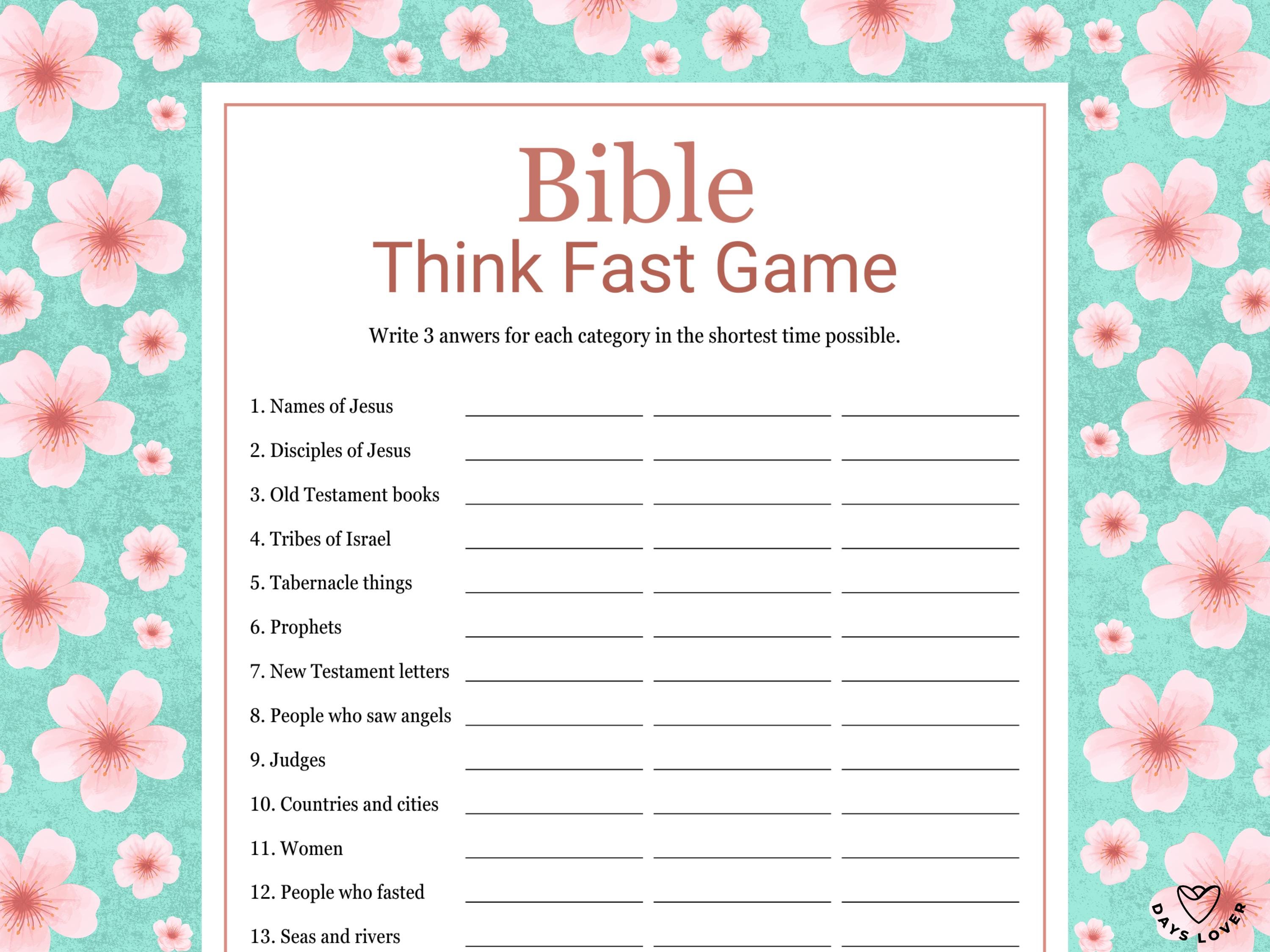 Bible Game for Women Ministry Bible Printable Youth Group Game Fun Quiz ...