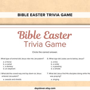 Easter Trivia Game Christian Church Sunday School Kids Activity Youth ...