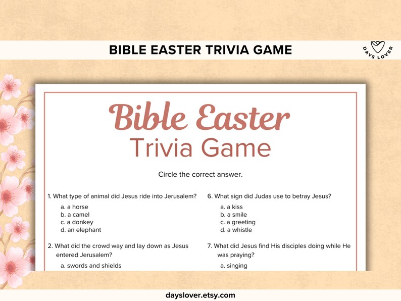 Easter Trivia Game Christian Church Sunday School Kids Activity Youth ...