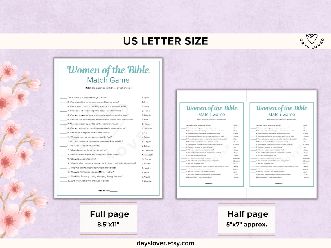 Bible Game Women of the Bible Study Group Women Ministry Sunday School ...