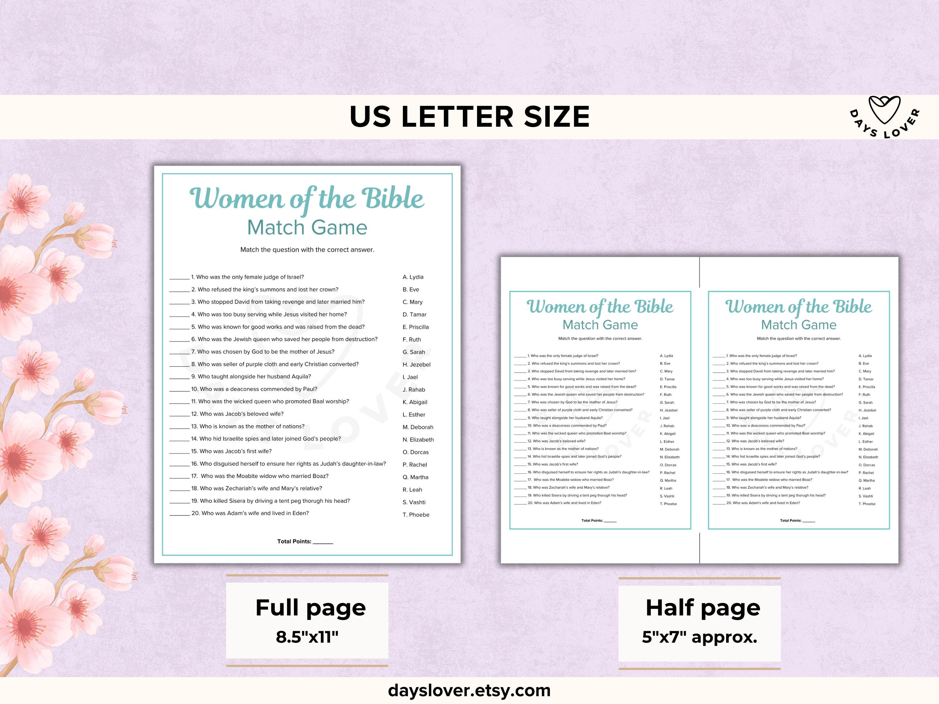 Bible Game Women of the Bible Study Group Women Ministry Sunday School ...