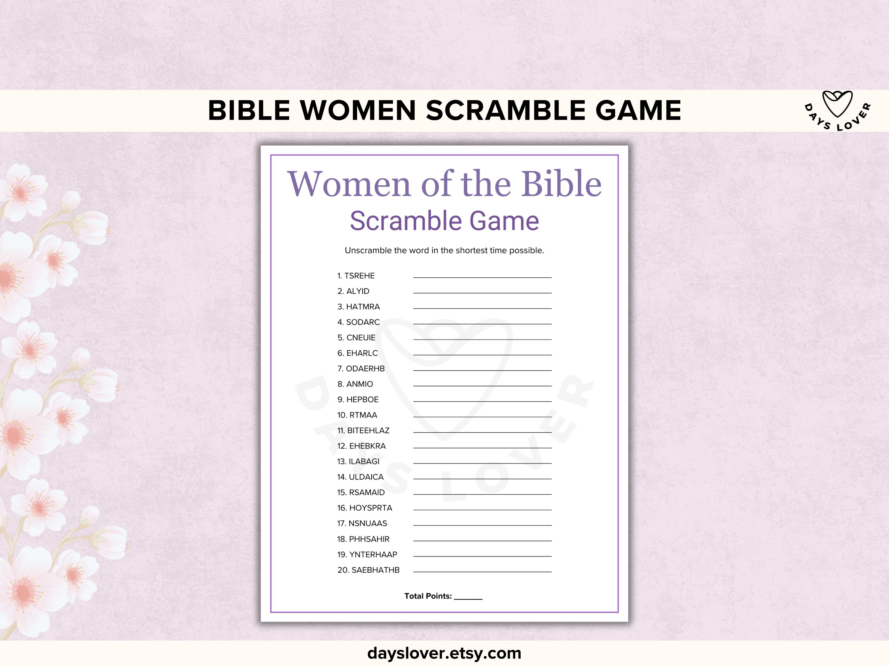 Women Ministry Game Bible Scramble Printable Youth Group Game Fun Quiz ...
