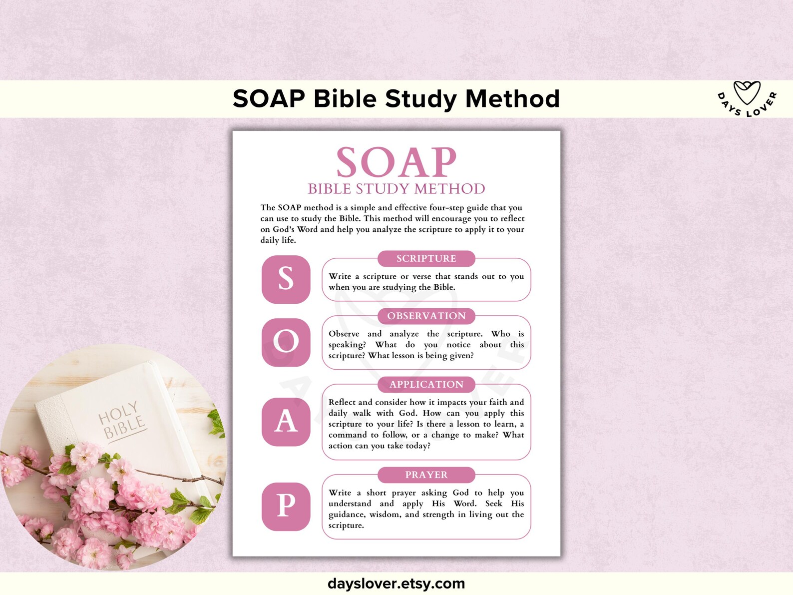SOAP Bible Study Template Christian Journal Printable Scripture ...