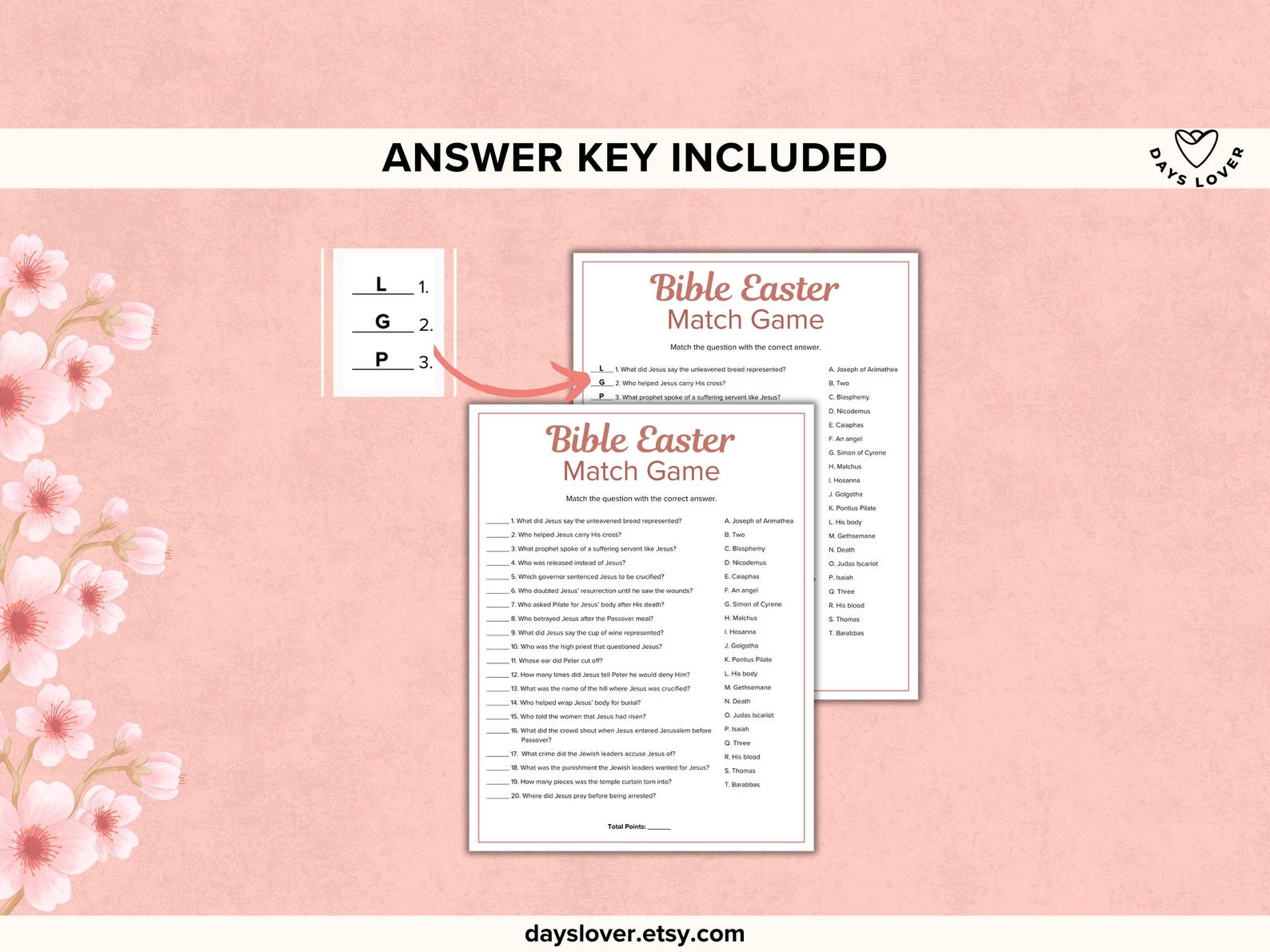 Bible Easter Match Game Christian Sunday School Youth Group Church ...
