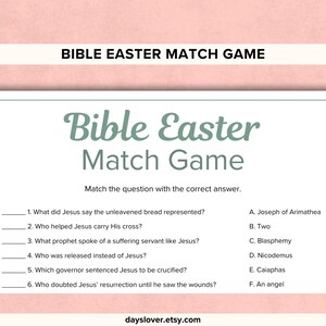 Bible Easter Match Game Christian Sunday School Youth Group Church ...