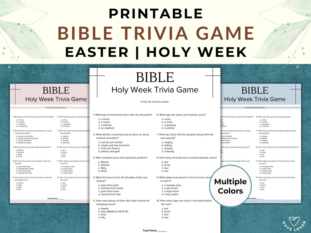 Easter Bible Trivia Game Christian Sunday School Youth Group Church ...