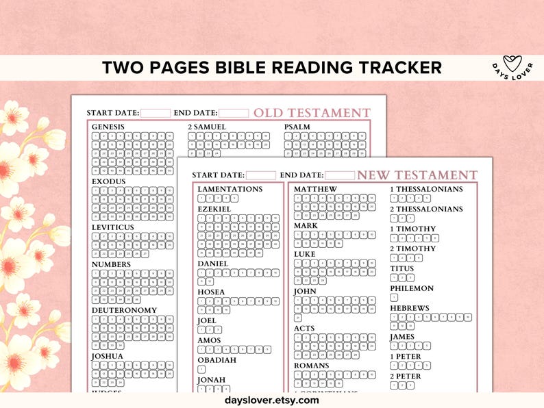 Bible Reading Tracker Planner Printable Download Digital Christian ...