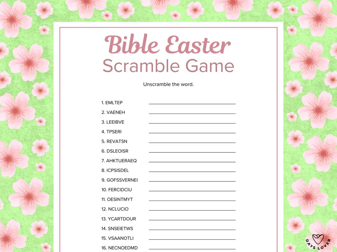 Bible Easter Game Sunday School Activity Youth Group Bible Game for ...