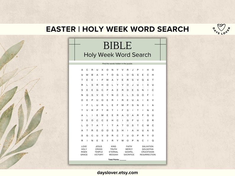 Easter Word Search Bible Game Printable Christian Quiz for Sunday ...