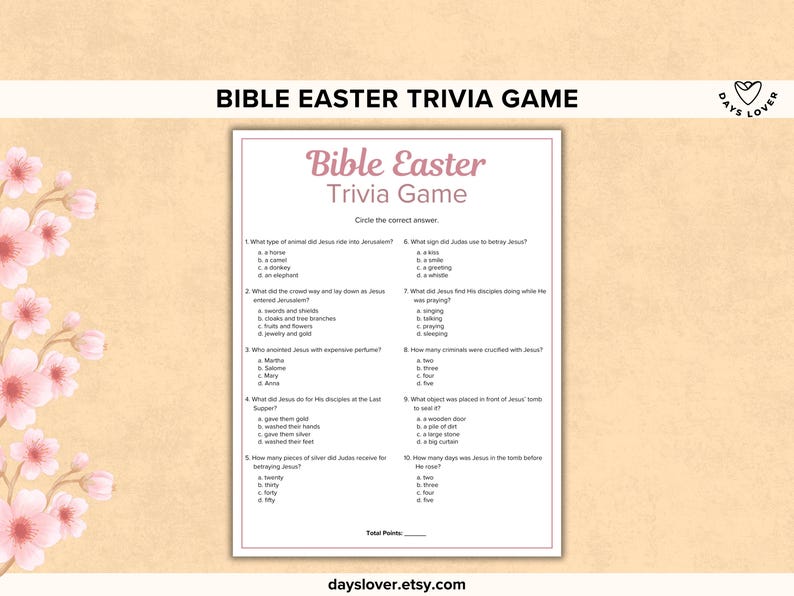 Easter Trivia Game Christian Church Sunday School Kids Activity Youth ...