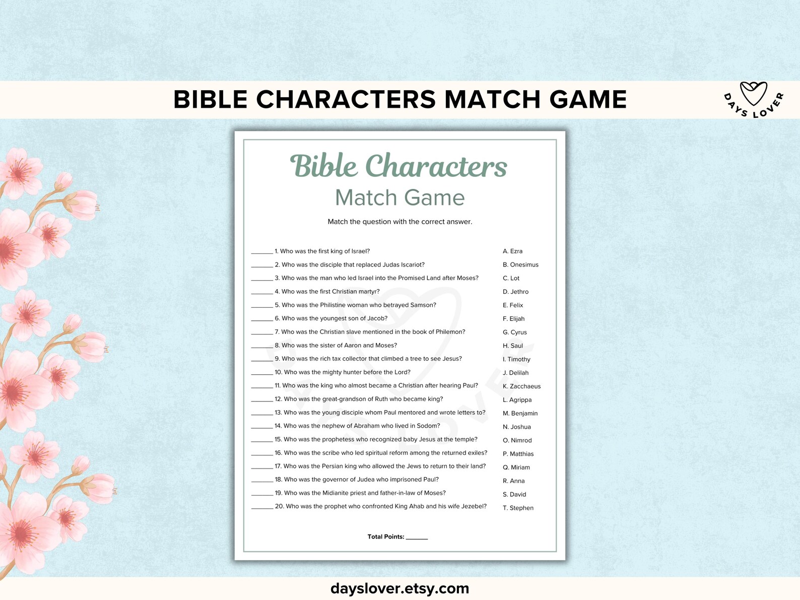 Bible Game for Women Ministry Bible Study Group Printable Challenging ...