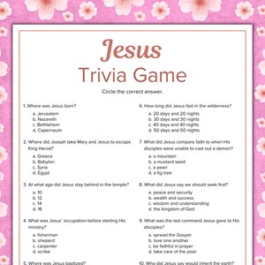 Jesus Trivia Game Kids Activity Sunday School Printable Bible Study ...