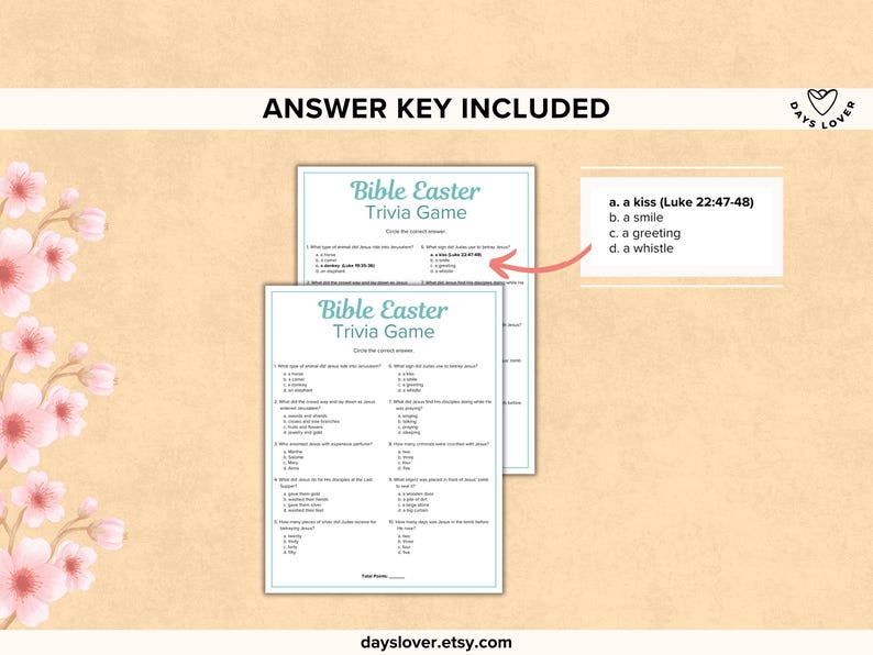 Easter Trivia Game Christian Church Sunday School Kids Activity Youth ...