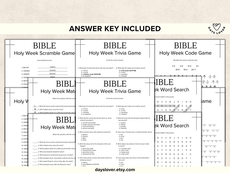 Easter Bible Game Bundle Christian Trivia Sunday School Game Youth ...