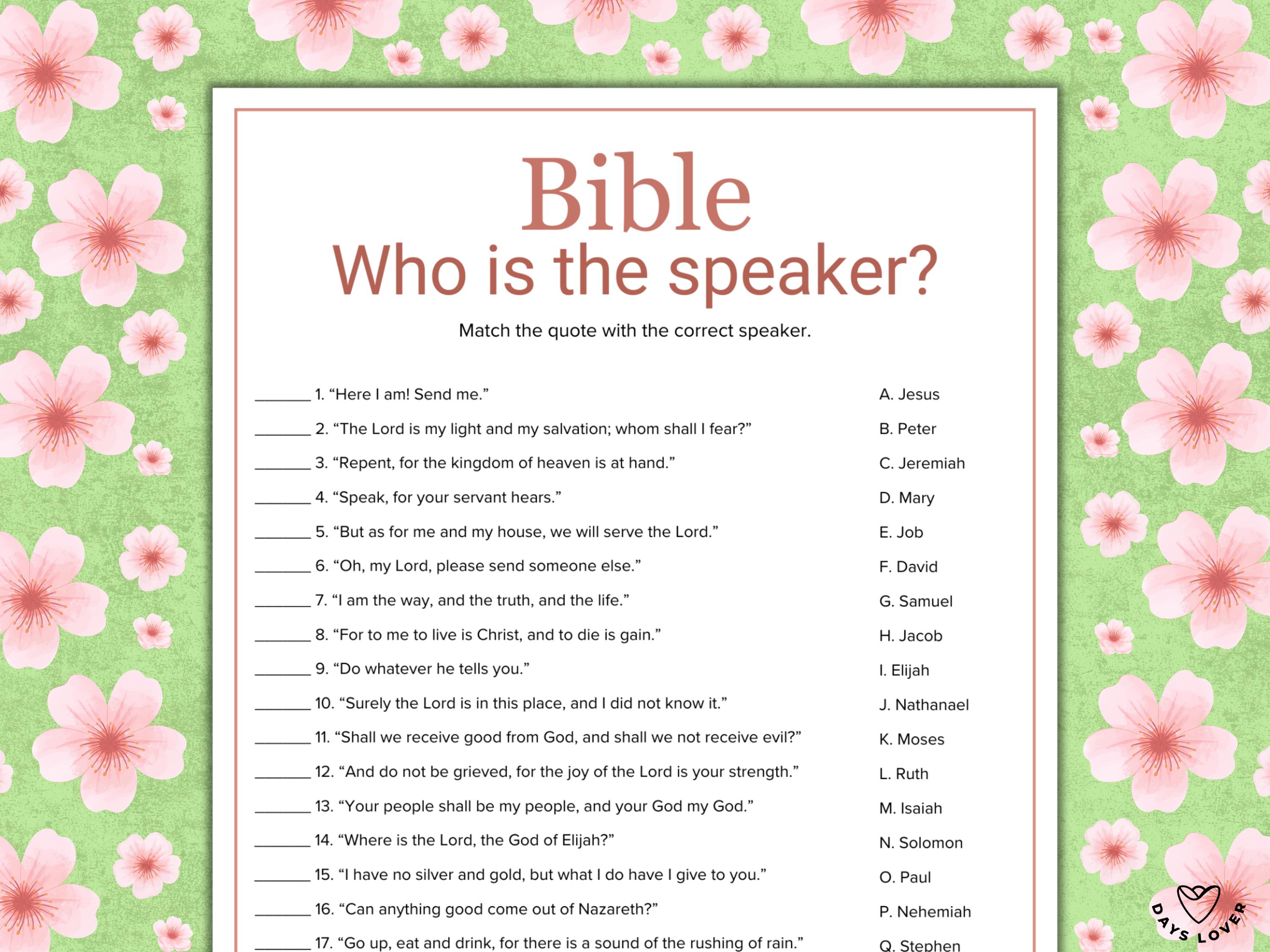 Bible Game Printable Women Ministry Game Youth Group Fun Quiz for ...