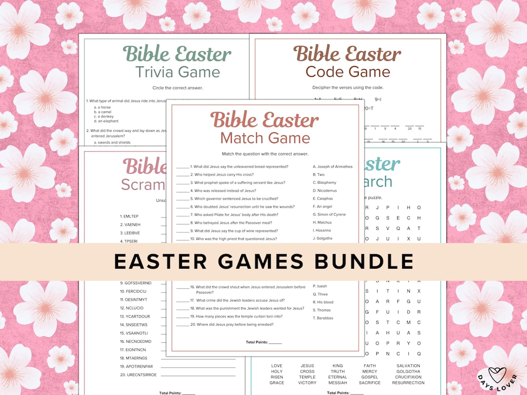 Easter Bible Game Sunday School Activity Bundle Printable Spring Party ...