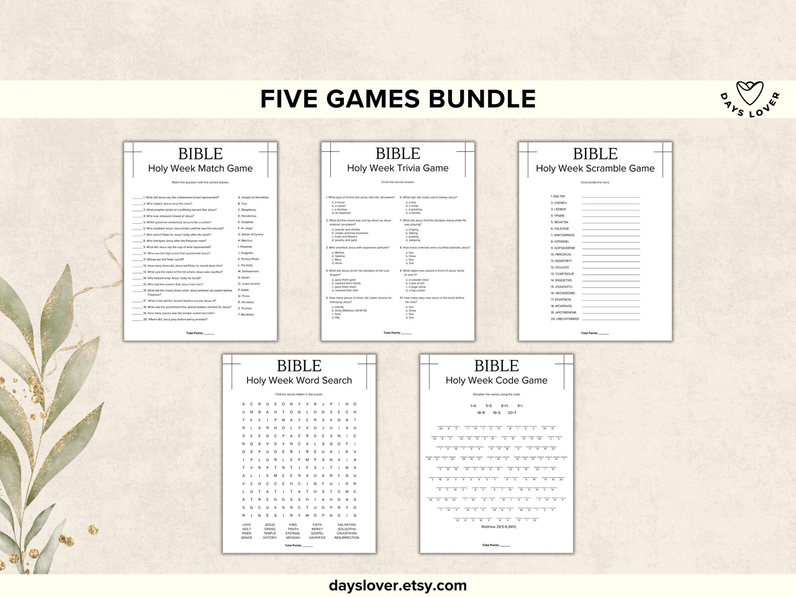 Easter Bible Game Bundle Christian Trivia Sunday School Game Youth ...