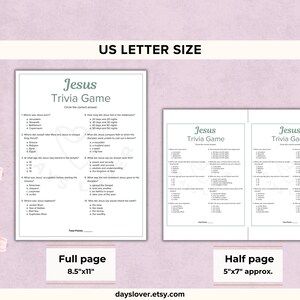 Jesus Trivia Game Kids Activity Sunday School Printable Bible Study ...