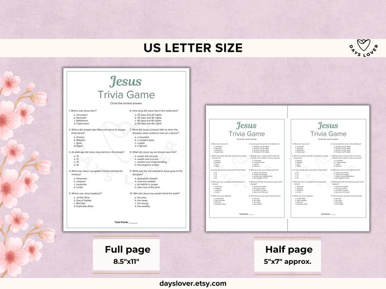 Jesus Trivia Game Kids Activity Sunday School Printable Bible Study ...