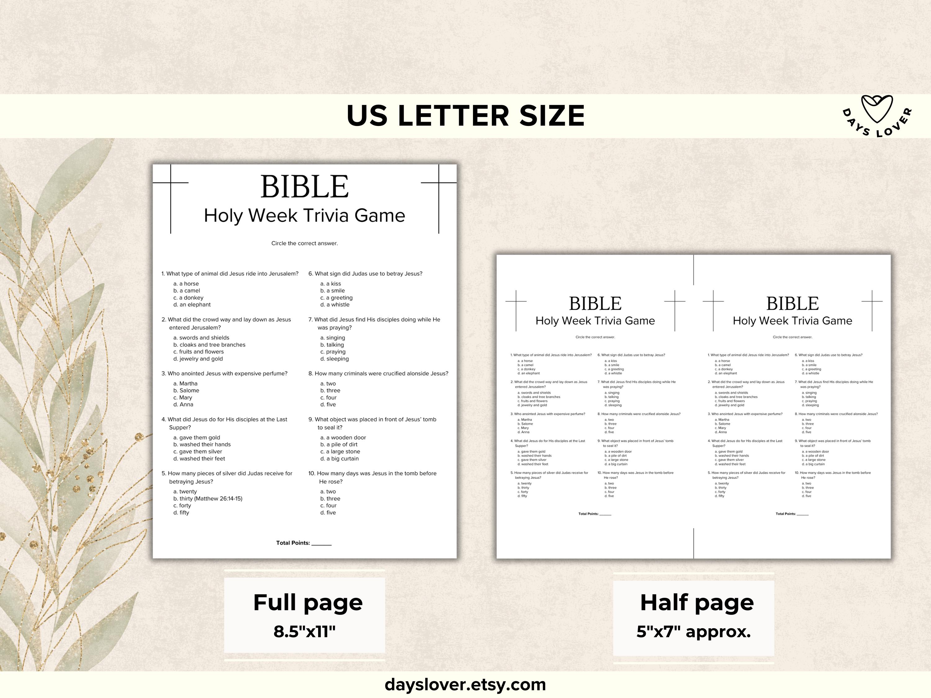 Easter Bible Game Bundle Christian Trivia Sunday School Game Youth ...