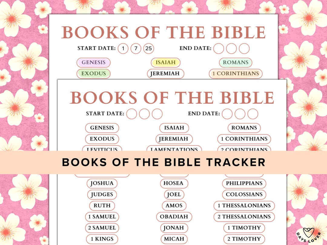Books of the Bible Tracker Planner Printable Download Digital Christian ...