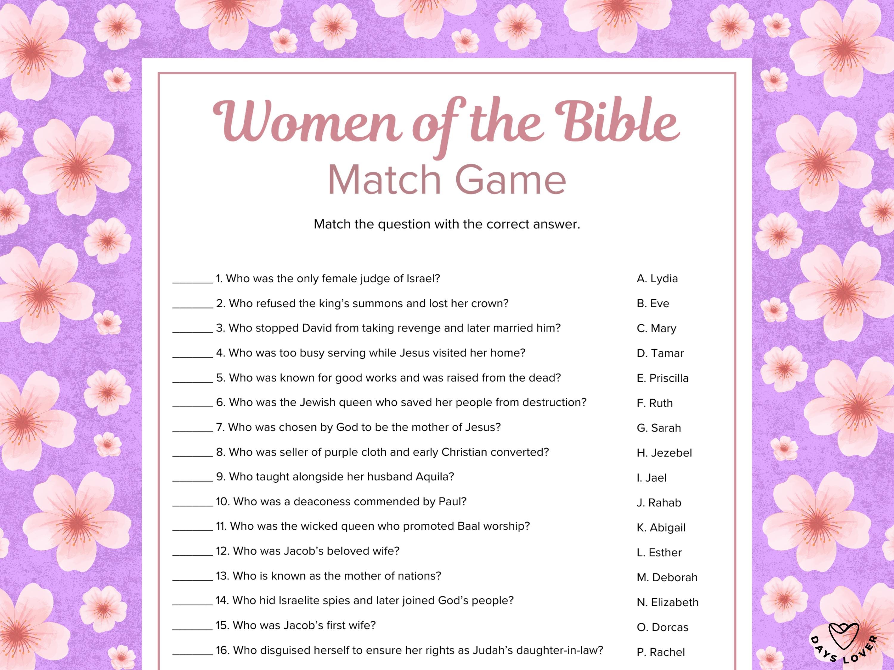 Bible Game Women of the Bible Study Group Women Ministry Sunday School ...