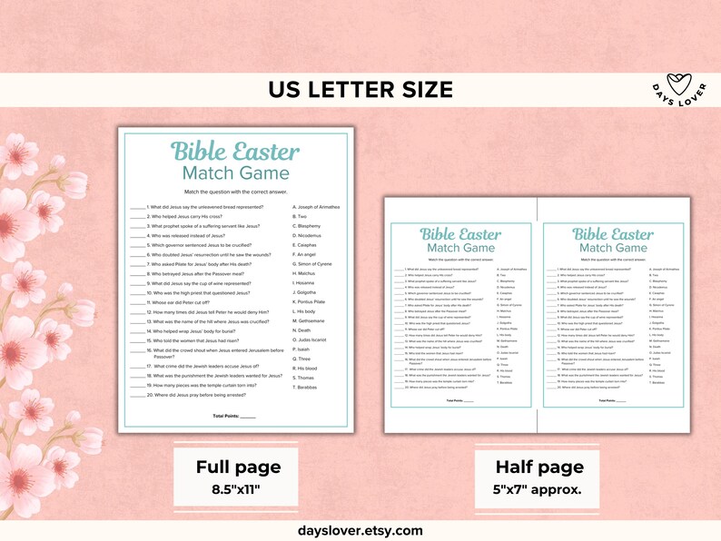 Bible Easter Match Game Christian Sunday School Youth Group Church ...