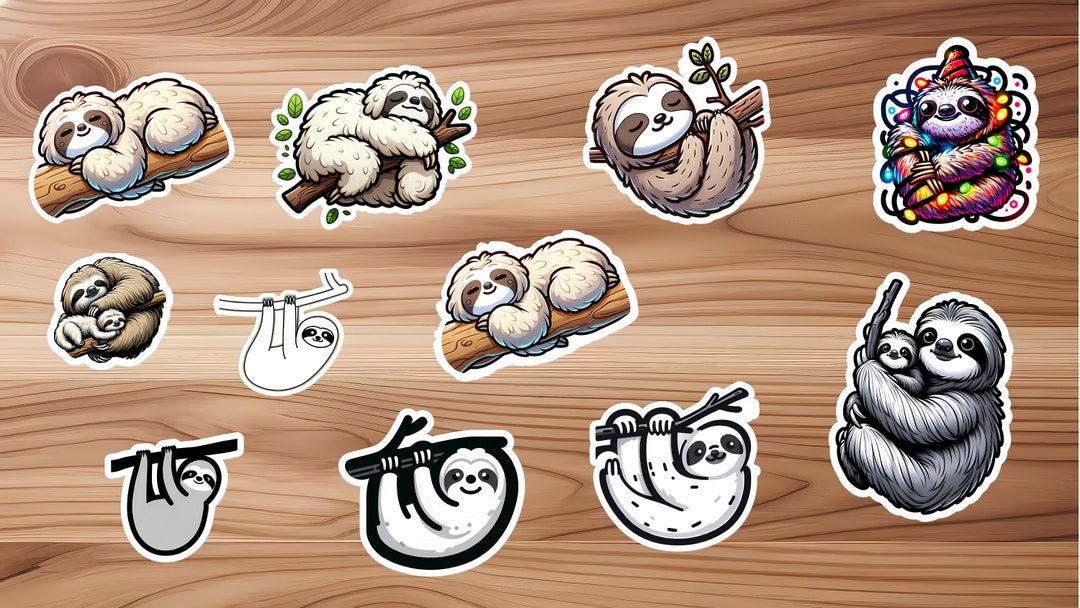 Cute Sloth Die Cut Stickers Set - Etsy