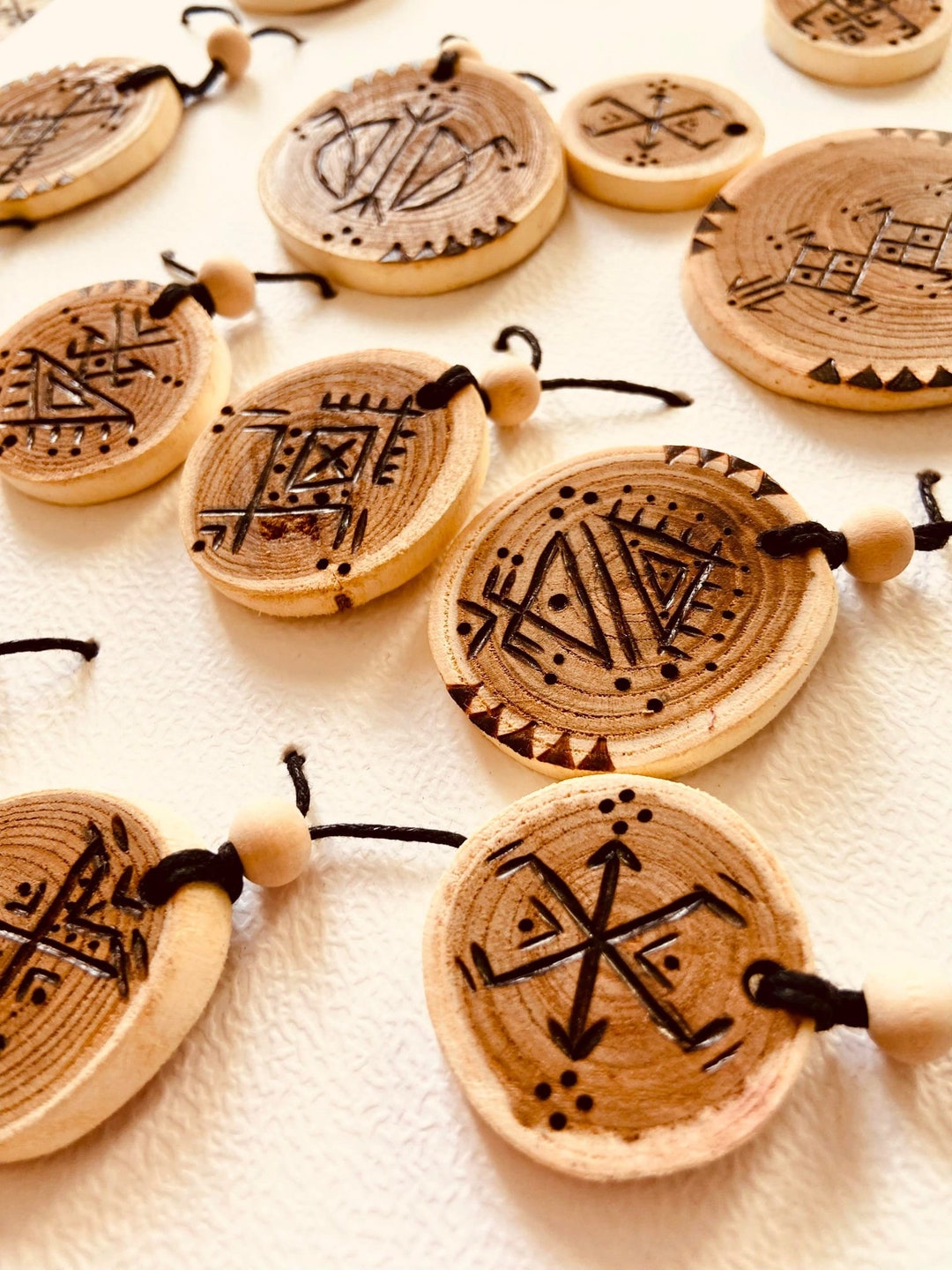 Pyrographed Wooden Necklace With Amazigh Motifs - Etsy
