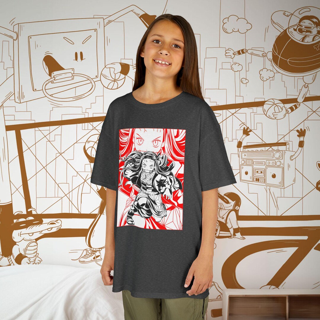 Nezuko Demon Mode Kids Tee | Red Black Demon Slayer Graphic - Etsy