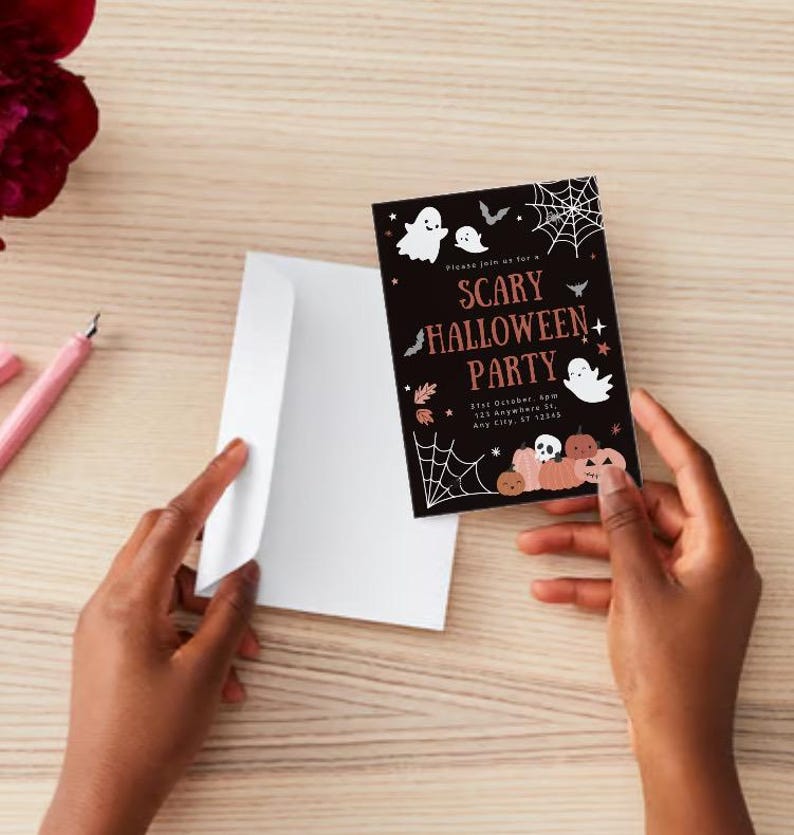 Editable Scary Cute Halloween Party Invitation Template | Instant ...