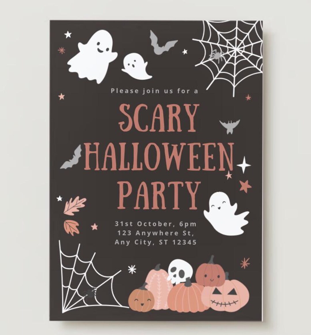 Editable Scary Cute Halloween Party Invitation Template | Instant ...