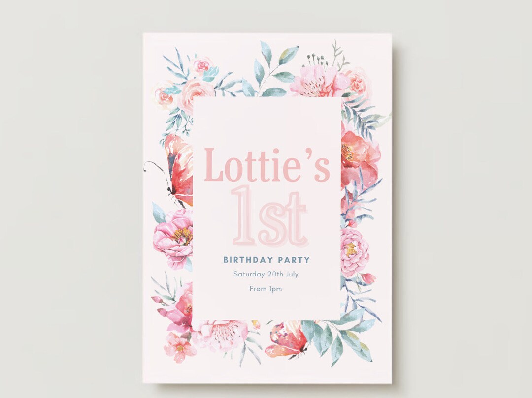 Editable Pink Floral Trendy Birthday Invitation Template Digital ...
