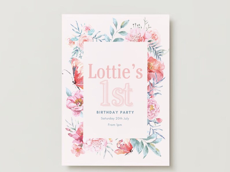 Editable Pink Floral Trendy Birthday Invitation Template Digital ...
