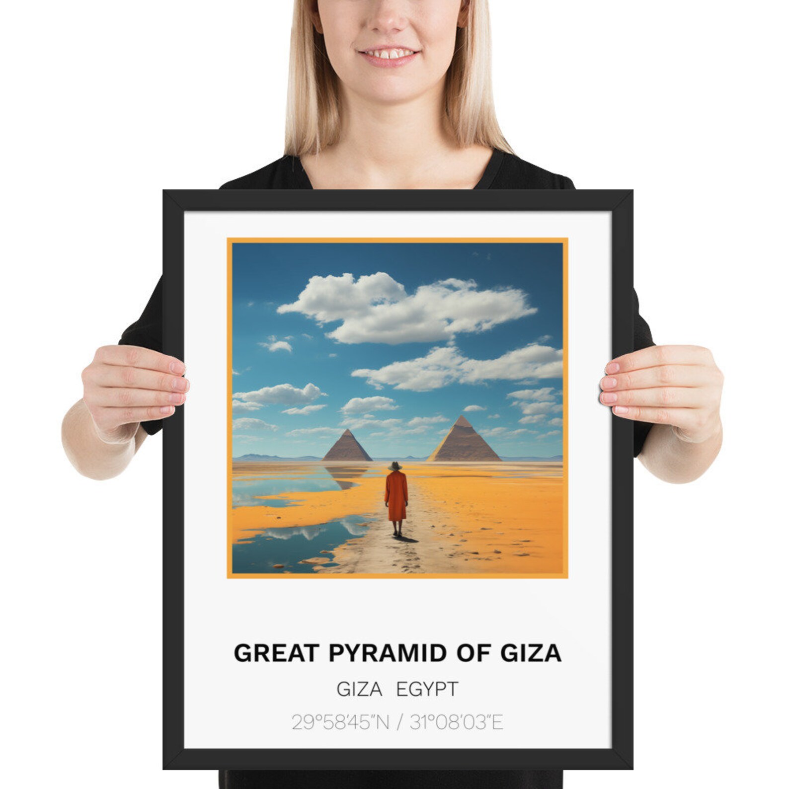 Custom Map Portrait Great Pyramid of Giza Egypt Pop Art Revival City ...