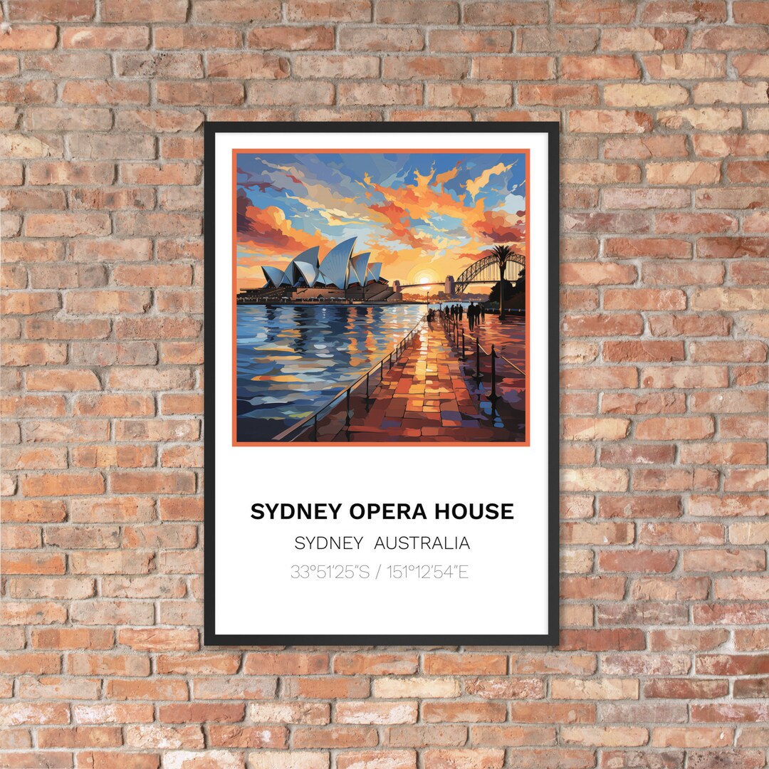 Custom Map Portrait Sydney Opera House Australia Pop Art Revival City ...