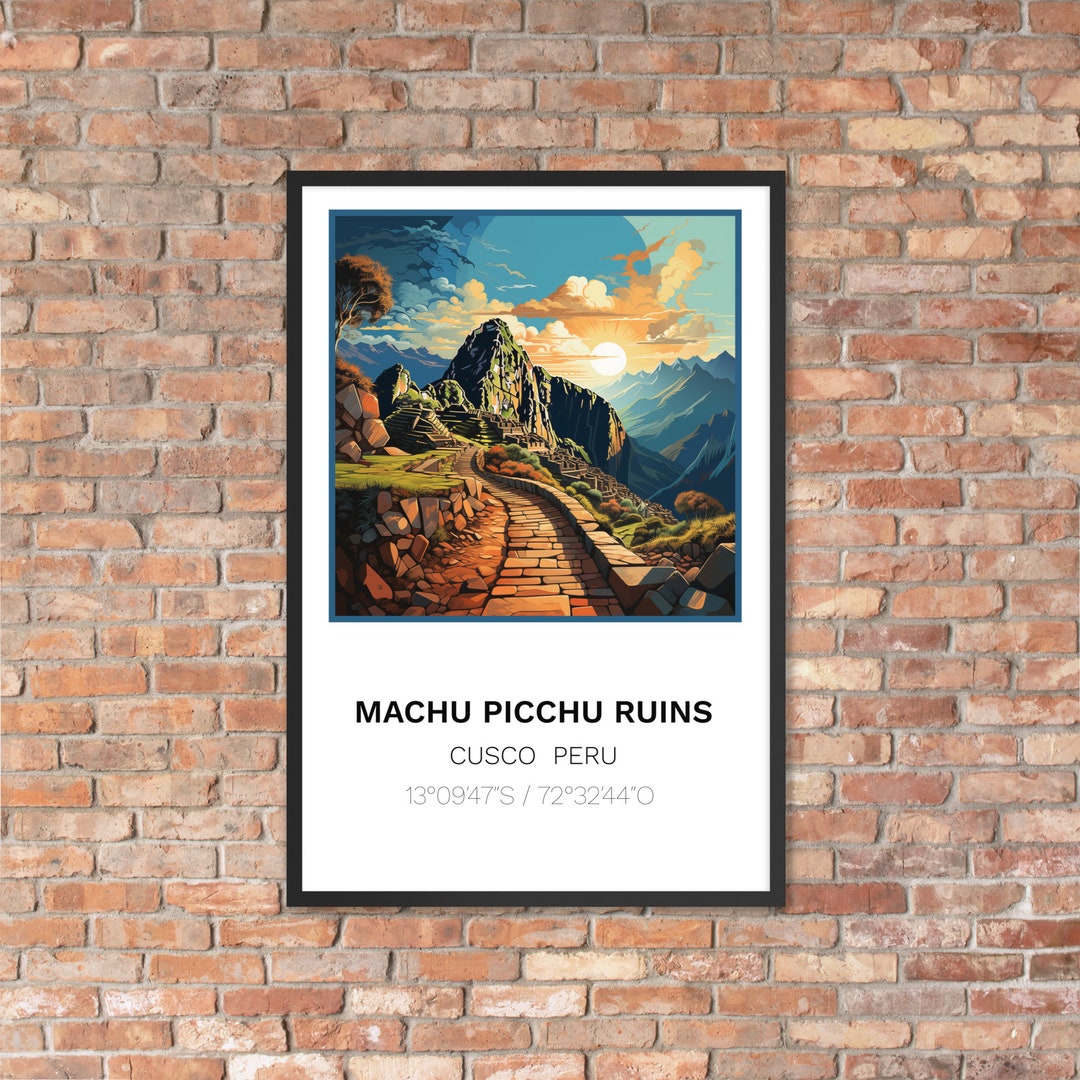 Custom Map Portrait Machu Picchu Ruins Cusco Peru Pop Art Revival City ...