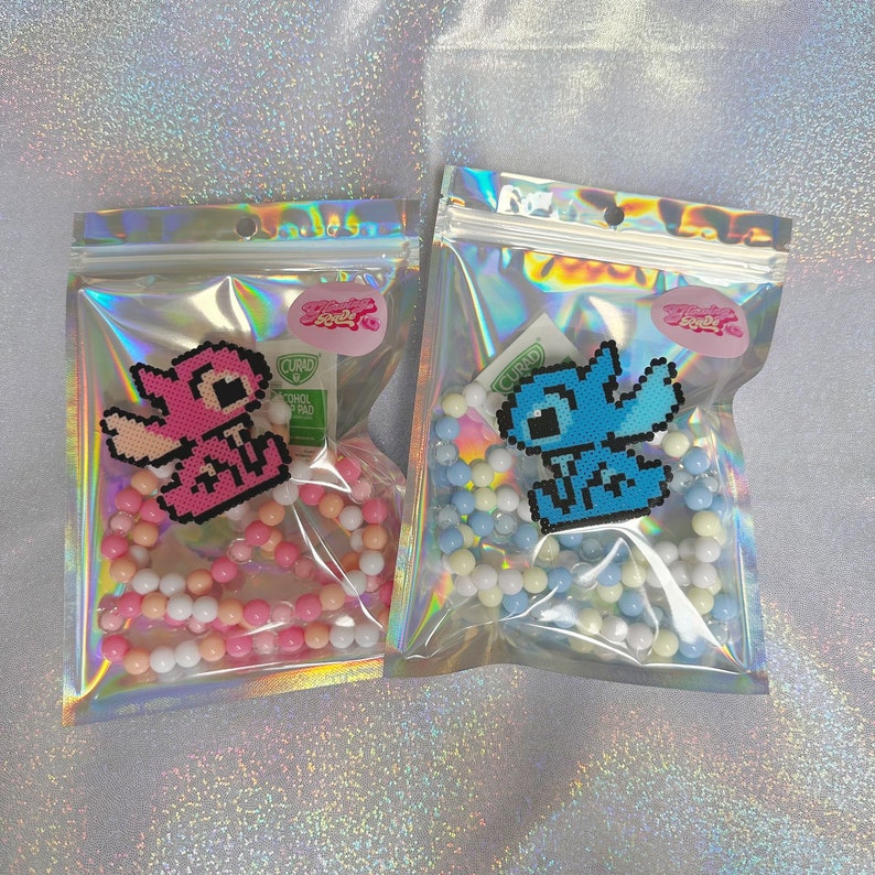 Stitch Couple Rave LED Pacifier Perler Necklace - Etsy
