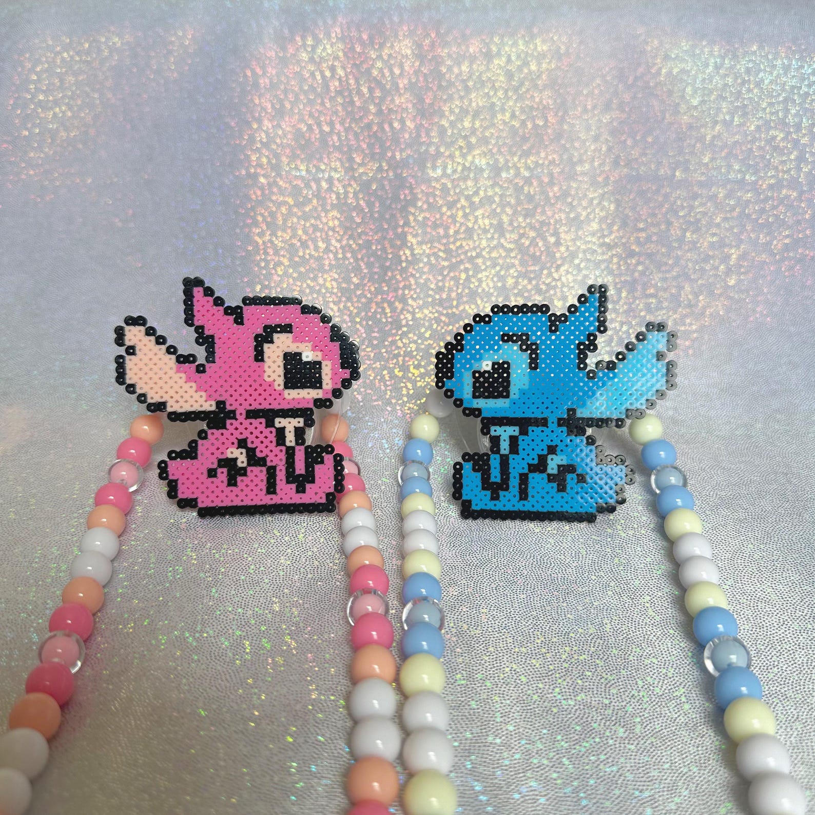 Stitch Couple Rave LED Pacifier Perler Necklace - Etsy