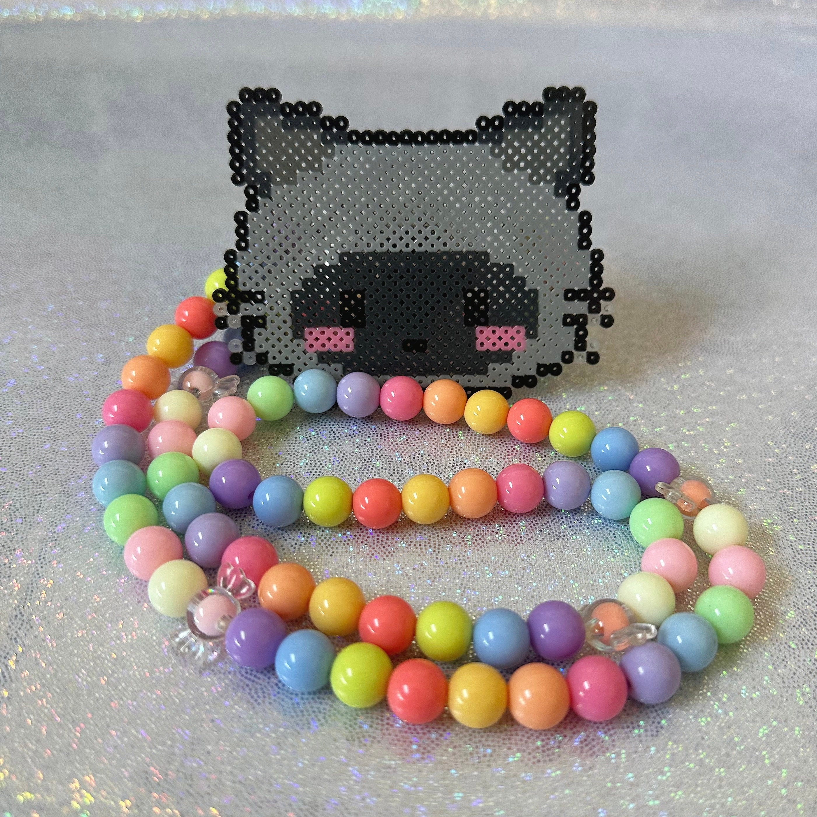 Cat Head Rave LED Pacifier Perler Necklace - Etsy
