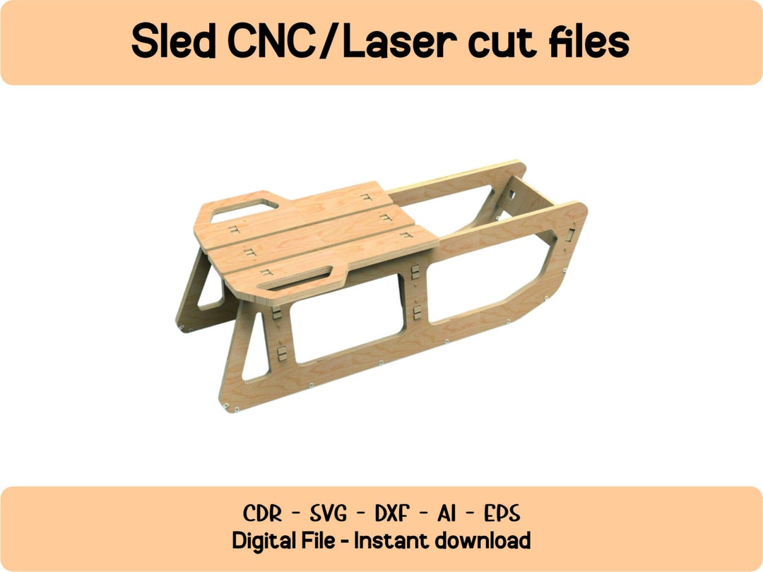 Wooden Sled Vector Template, Sleigh Sled Dxf, Sleigh Ride, Winter ...